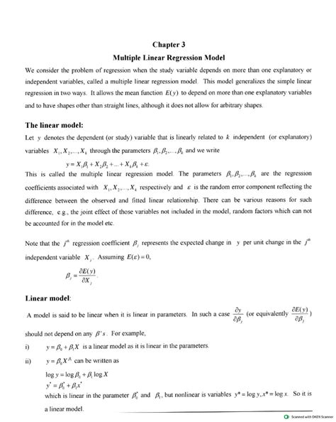 Multiple Linear Regression Model Probability And Statistics Studocu