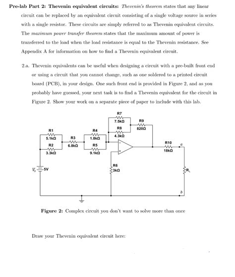 Solved Pre Lab Part Thevenin Equivalent Circuits Chegg