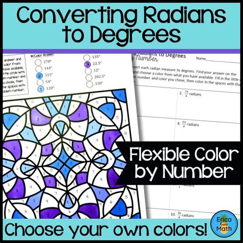 Converting Radian Measures To Degrees Color By Number Activity Made By Teachers