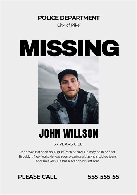 Funny Missing Person Poster Template