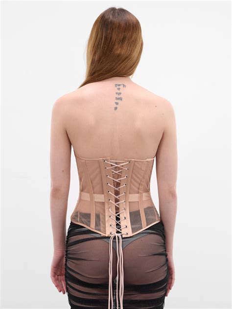 Nude Sheer Lace Up Corset Com1ct0121384 Pale Nude