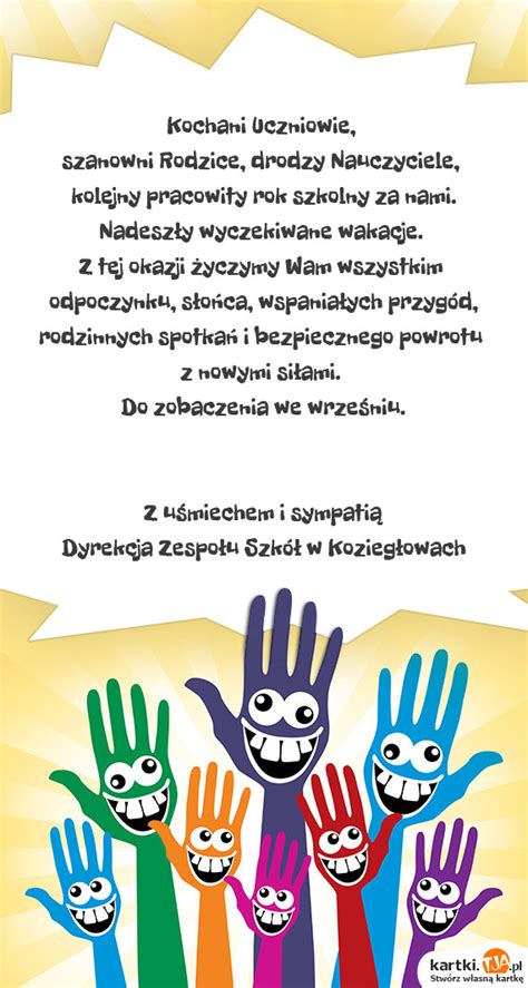 Kolejny pracowity rok szkolny za nami Nadeszły wyczekiwane wakacje
