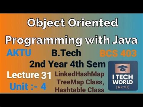 OOPs With Java Unit Lec LinkedHashMap TreeMap HashTable ClassB Tech AKTU Nd Year