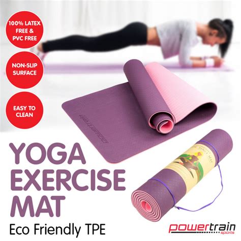 Powertrain Eco Friendly TPE Pilates Exercise Yoga Mat 8mm Dark Purple