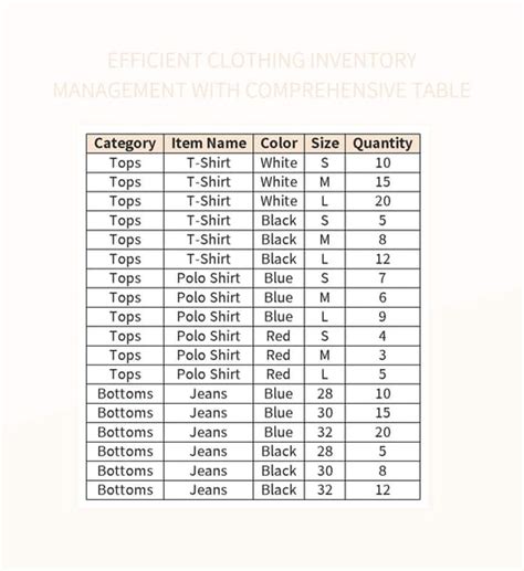 Free Clothing Inventory Templates For Google Sheets And Microsoft Excel Slidesdocs