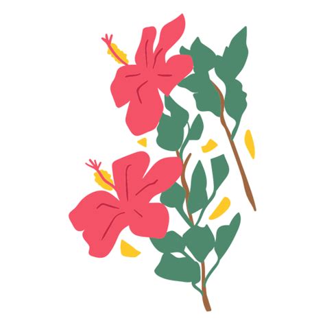 Diseño Png Y Svg De Flores De Hibisco Rojo Semi Planas Para Camisetas