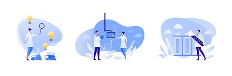 과학 유전 실험실 개념 벡터 플랫 사람 그림 집합입니다 Dna 기호를 가진 남성과 여성 과학자 실험실 장비 컴퓨터 화면 시험관 돋보기 의학 배너 디자인 Dna에 대한 스톡