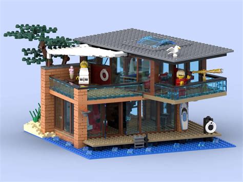 Lego Moc Modern Beach House By Fidi70 Rebrickable Build With Lego