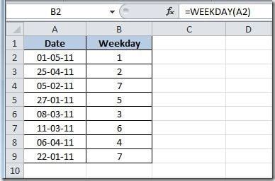 Excel User Display Weekdays Names