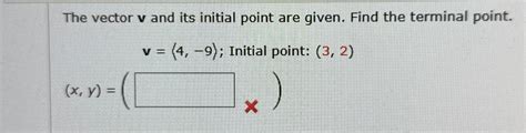 Solved The Vector V And Its Initial Point Are Given Find Chegg