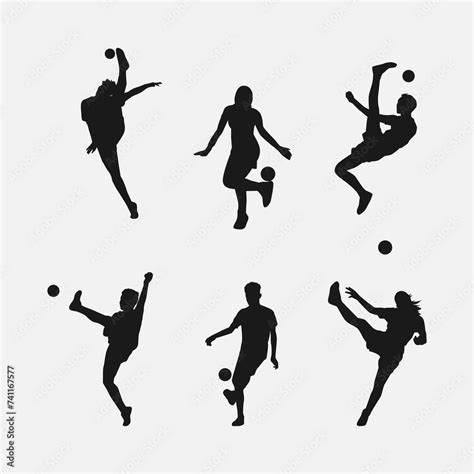 Silhouette Set Of Sepak Takraw With Action Different Poses Popular