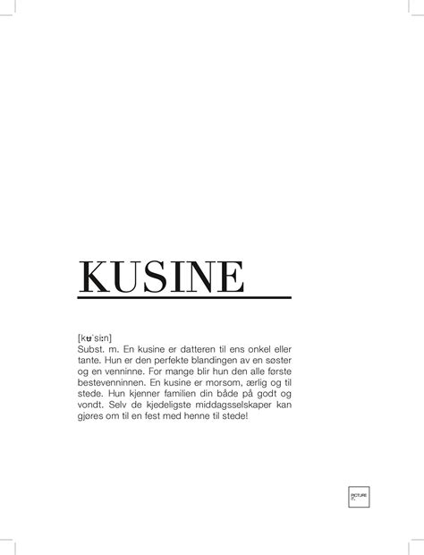 Kusine Poster Med Beskrivelse Fra Pictureit No Sjekk Nettbutikken