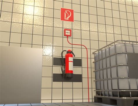 University Canteen Wip 9 Fire Safety Objects Blender 3D Render