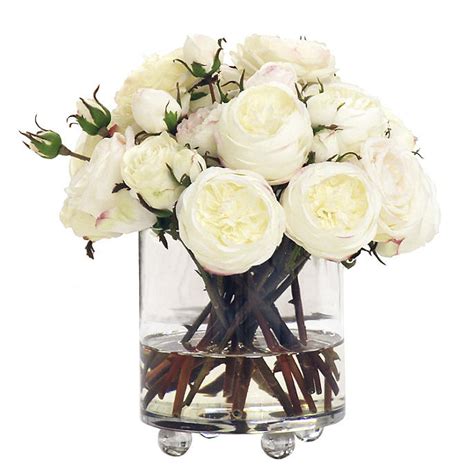 Rose In Footed Glass Cylinder Vase Frontgate