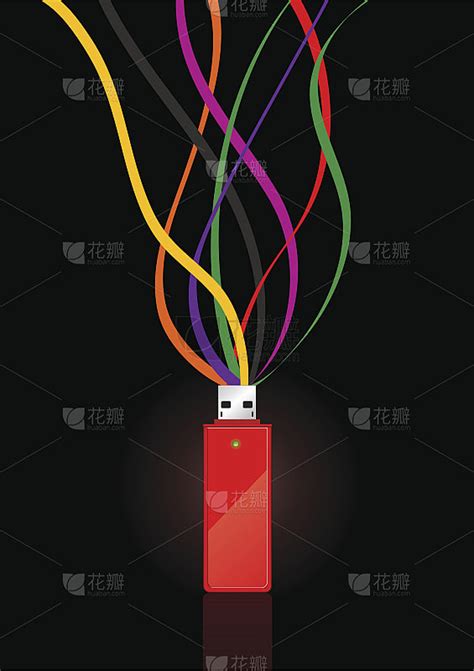 Usb盘与数据传输的概念 向量插图