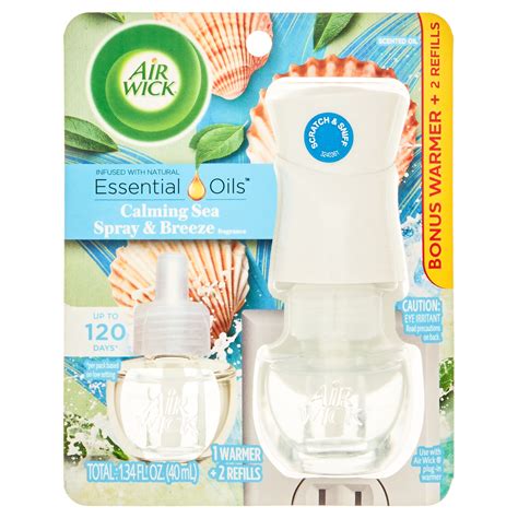 Air Wick Plug In Scented Oil Starter Kit Warmer 2 Refills Calming