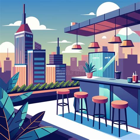 A Modern Rooftop Bar With A Simple Design Offering Stunning City Views