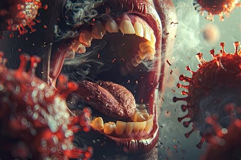 Premium Photo Opened Mouth Full Of Viruses And Bacteria