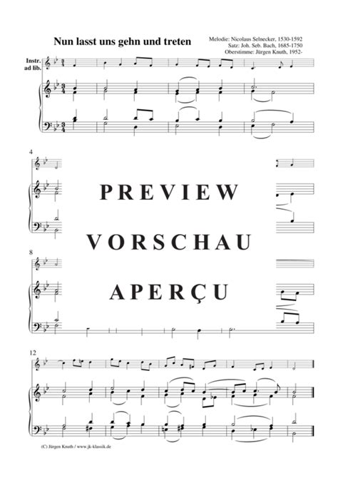 Nun Lasst Uns Gehn Und Treten Instrument In C Klavier Pdf Noten Von