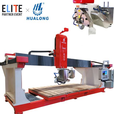 Hualong 5 Axis Cnc Router Bridge Stone Cutting Machine For Complex