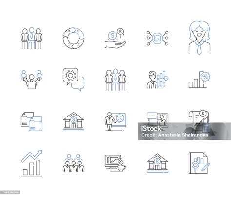 포트폴리오 관리 개요 아이콘 컬렉션입니다 포트폴리오 관리 투자 자산 주식 채권 위험 벡터 및 일러스트레이션 개념 세트 분석 전략 선형 기호 재조정 아이콘에 대한 스톡 벡터