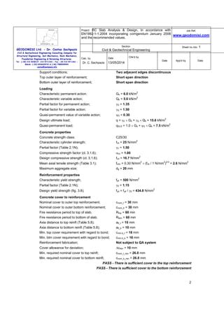Sachpazis RC Slab Analysis And Design In Accordance With EN 1992 1 1 2004 Two Way Slab PDF