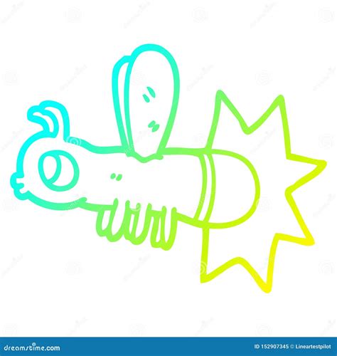 A Creative Cold Gradient Line Drawing Cartoon Lightning Bug Stock