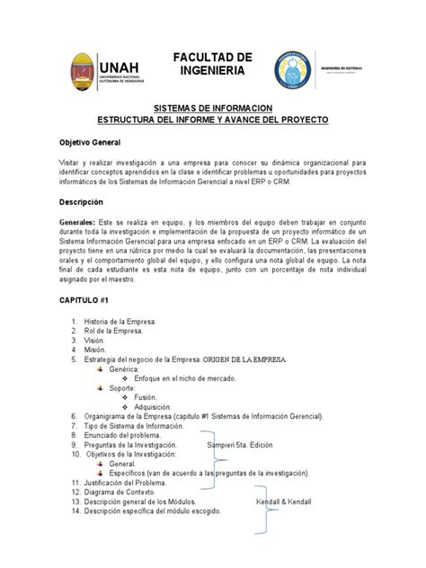 Estructura Del Informe Y Avance Del Proyecto Pdf Planificación De