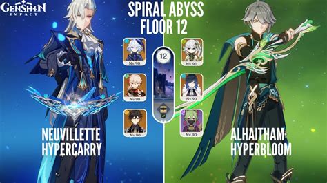 C1 Neuvillette Hypercarry C0 Alhaitham Hyperbloom Spiral Abyss 5 2 Abismo Genshin Impact