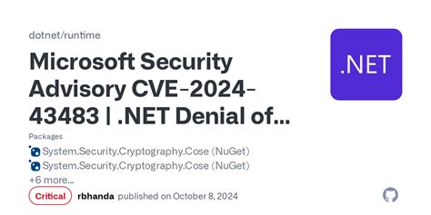 Microsoft Security Advisory Cve 2024 43483 Net Denial Of Service