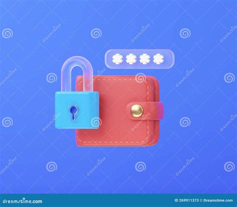 Wallet With Lock And Password Bar 3d Rendering Stock Illustration