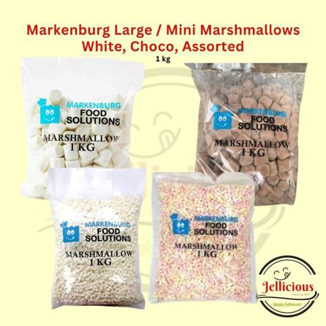 Markenburg Large Mini Marshmallows White Choco Assorted 1 Kg