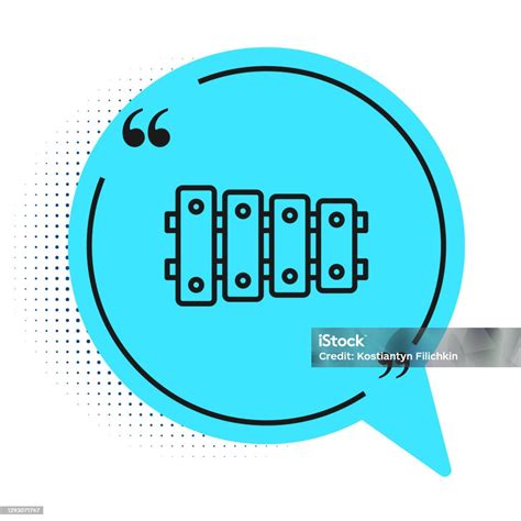 블랙 라인 실로폰 13 나무 바와 흰색 배경에 고립 된 두 타악기 망치 아이콘악기 파란색 음성 버블 기호입니다 벡터 검은색에 대한 스톡 벡터 아트 및 기타 이미지 Istock