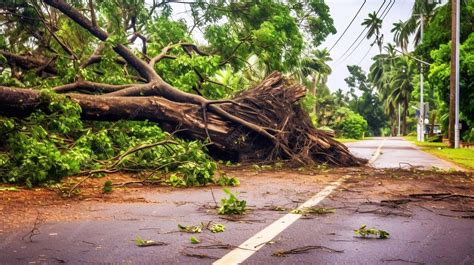 Premium Ai Image Fallen Down Big Tree Caused Damage Of Yard Fence