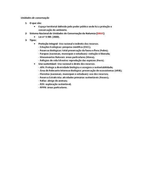 Unidades De Conservação Pdf