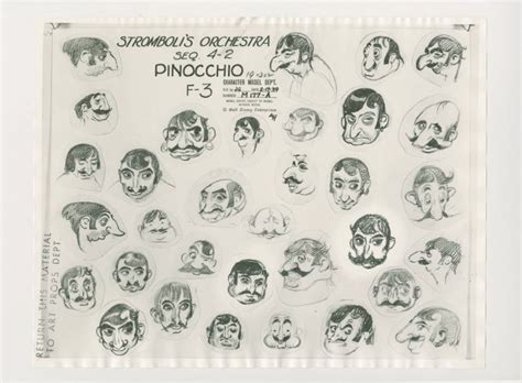 Pinocchio Strombolis Orchestra Photostat Model Sheet 1940 Id