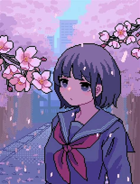 Pastel Pixel Art Scenery Cute Aesthetic Pixel S Cherry Blossom