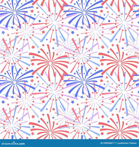 Festive Fireworks Salute Burst Colorful Seamless Vector Stock Vector Illustration Of