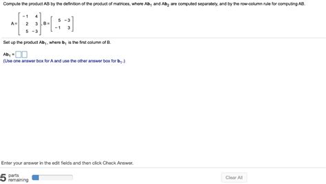 Solved Compute The Product AB By The Definition Of The Chegg Com
