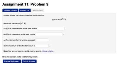 Solved Assignment 11 Problem 9 Previous Problem Probler