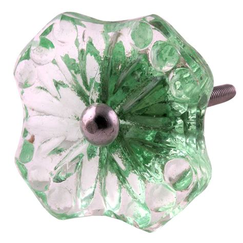 Mint Green Square Glass Flower Cabinet Knobs