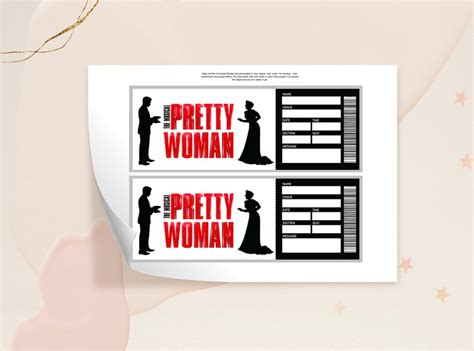Printable Pretty Woman Musical Ticket Editable Broadway Surprise Musical Theatre Faux Ticket