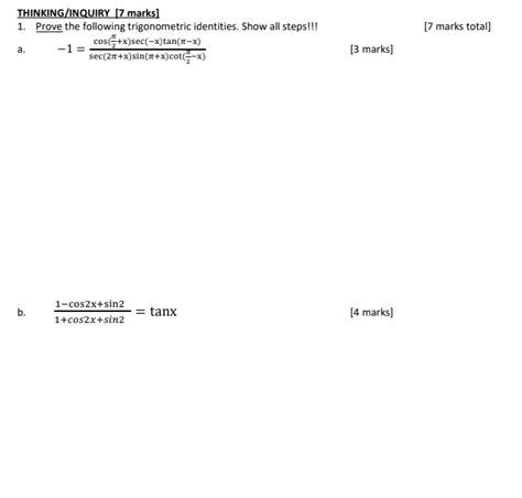 Solved Thinking Inquiry Marks Prove The Following Chegg