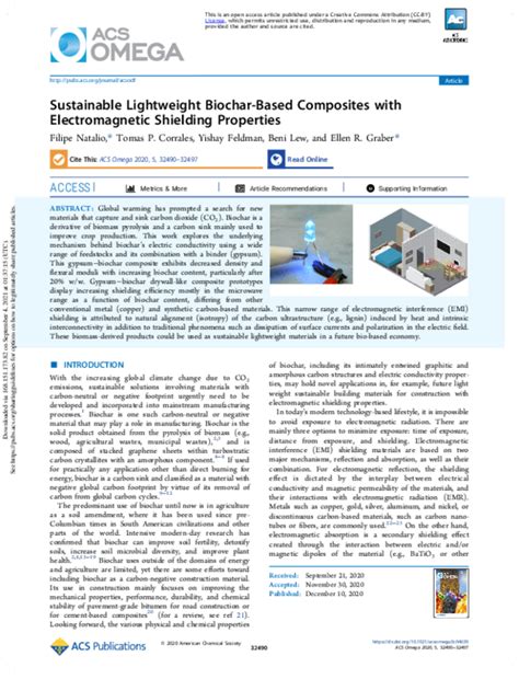 Pdf Sustainable Lightweight Biochar Based Composites With