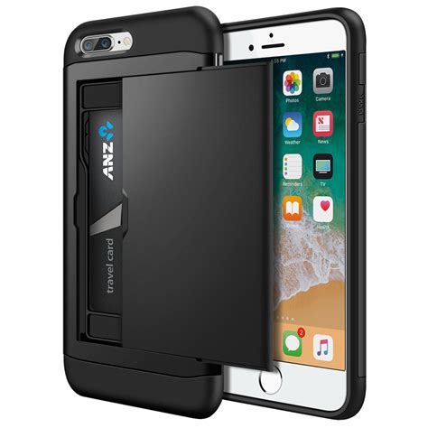 Tough Card Holder Slide Case Iphone 8 Plus 7 Plus Black