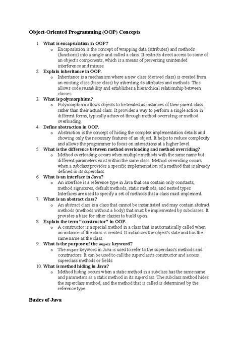 Object Oriented Programming Oop Concepts 2 Marks Object Oriented