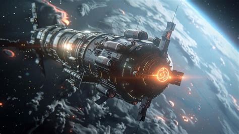 futuristic space exploration technology space station in earths orbit