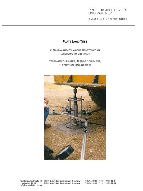 Plate Load Test Procedure Din 18134 Ev1 Andev2 Pdf Pdf Youngs Modulus Deformation