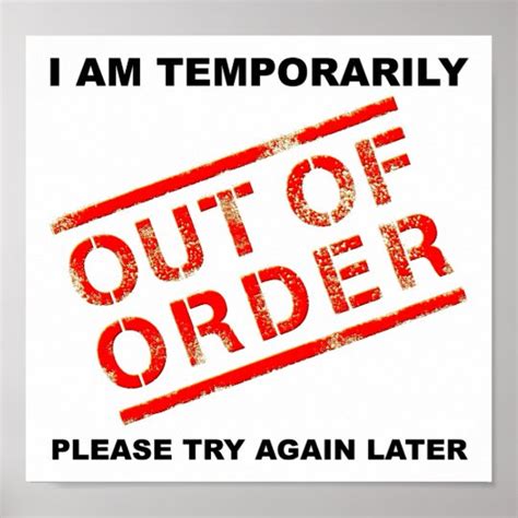 Out Of Order Funny Poster