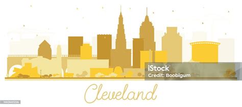 클리블랜드 오하이오 시티 스카이라인 실루엣과 흰색으로 격리된 황금 건물 클리블랜드 오하이오에 대한 스톡 벡터 아트 및 기타 이미지 클리블랜드 오하이오 스카이라인 미국